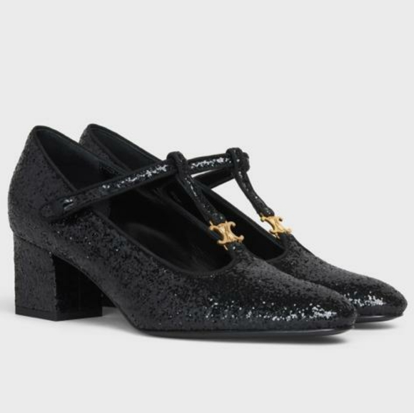 Celine | Shoes | Celine Tbar Glitter Pump | Poshmark
